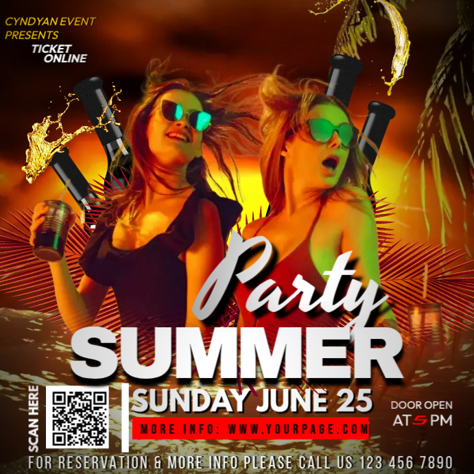 Beach Night Party Template | PosterMyWall