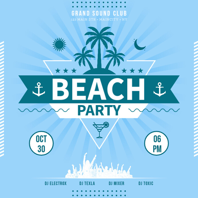 BEACH PARTY BANNER Template | PosterMyWall