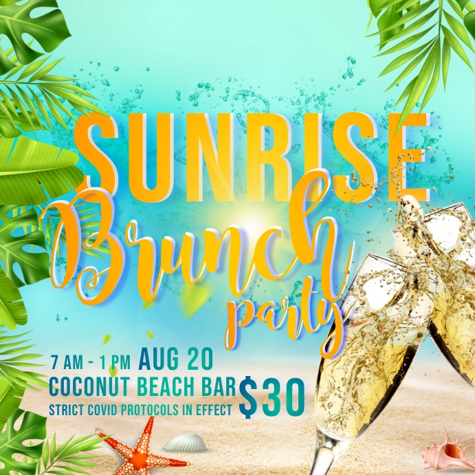 Beach Party Brunch Flyer 2021 Template | PosterMyWall