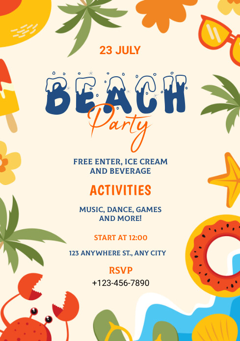 Beach party Template | PosterMyWall