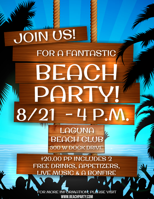 BEACH PARTY Template | PosterMyWall