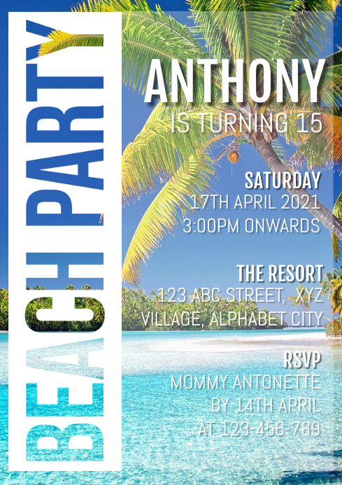 Beach Party Invitation Template | PosterMyWall