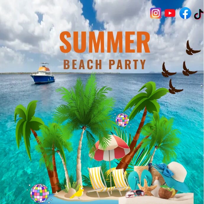 Beach Party Of Summer Instagram Post Template | PosterMyWall