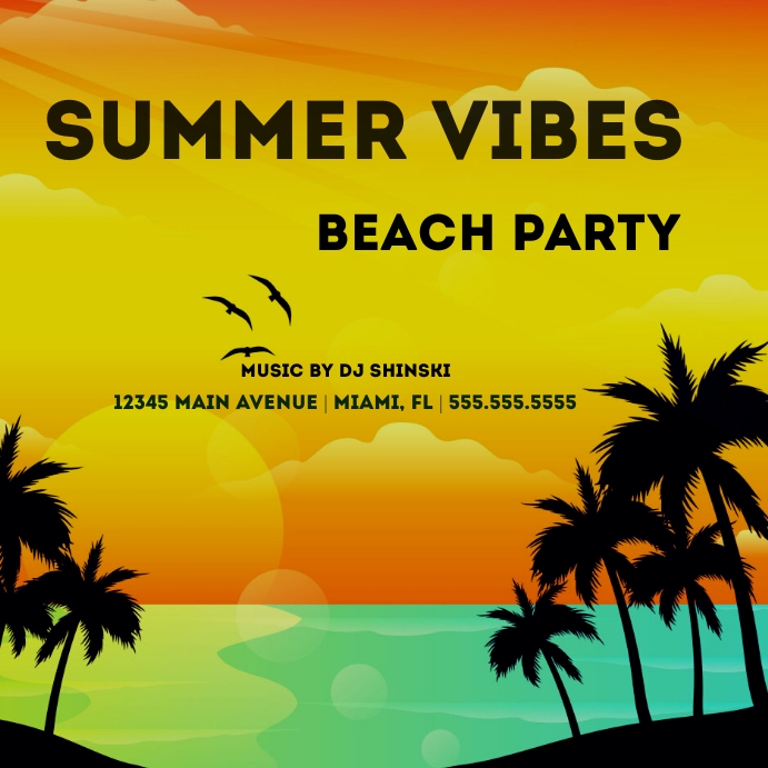 beach party poster Template | PosterMyWall