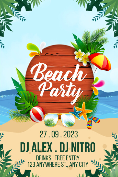 Beach Party Poster Template | PosterMyWall