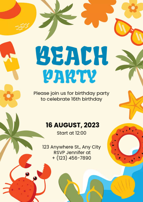 beach party template | PosterMyWall