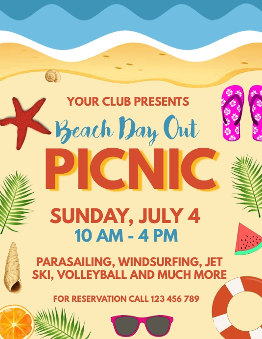 Beach Picnic Flyer Template | PosterMyWall
