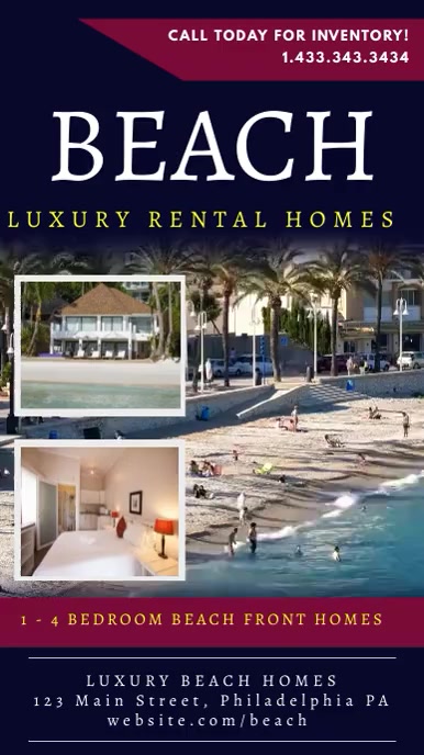 beach rentals, real estate Template | PosterMyWall