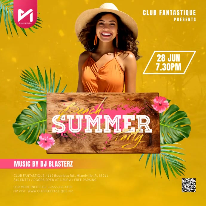 Beach Summer Party Ad Social Media Template | PosterMyWall