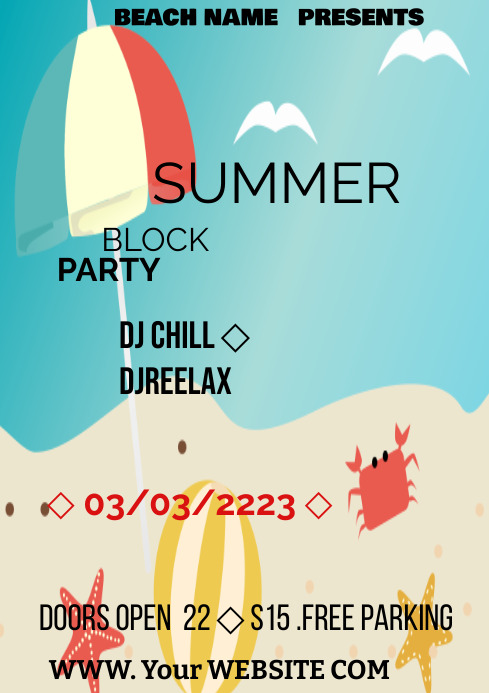 Beach summer party Template | PosterMyWall