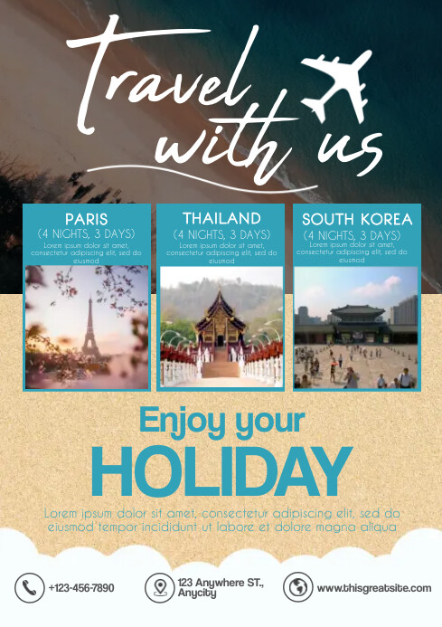 Beach Travel agent Flyer Template | PosterMyWall