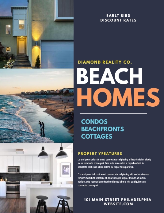 Beach Vacation Home Template | PosterMyWall