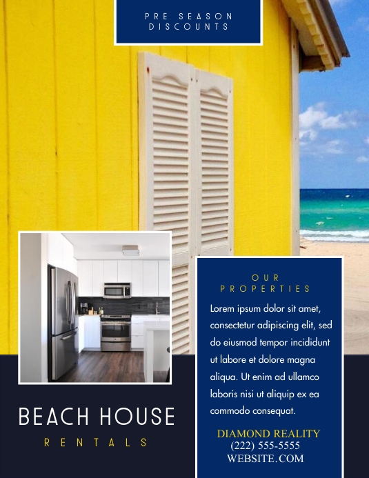 Beach Vacation Home Template | PosterMyWall