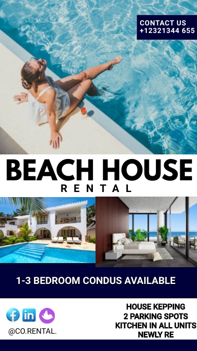 BEACH VACATION HOME RENTAL Template | PosterMyWall