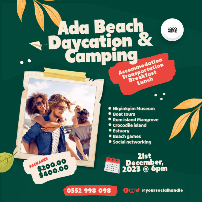 Beach Vacation Flyer Design for Social Media Template | PosterMyWall