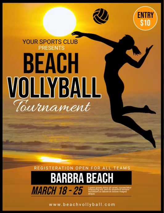 Beach Volleyball Flyer Template | PosterMyWall