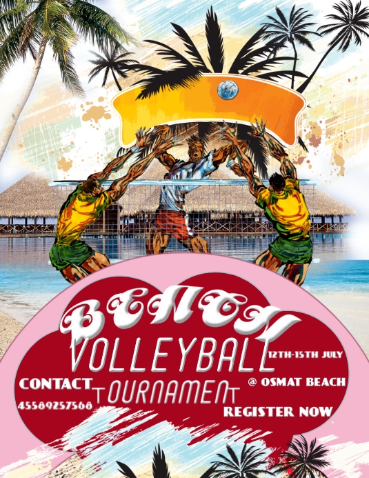 beach volleyball flyer template | PosterMyWall