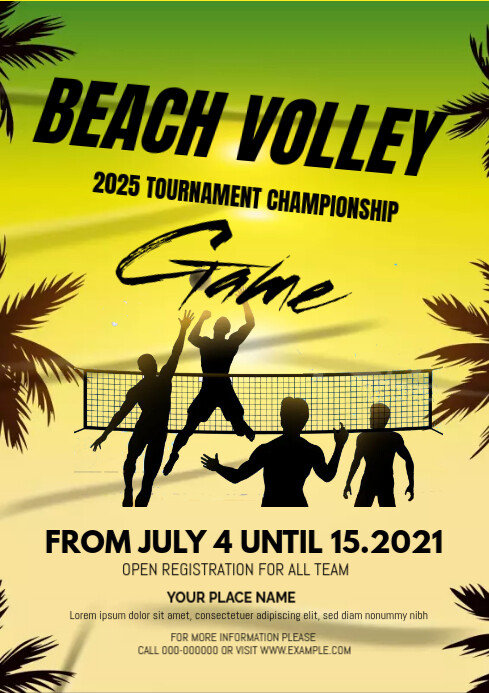 Beach Volleyball Game Template | PosterMyWall