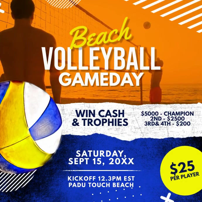 Beach Volleyball Gameday Social Media Template | PosterMyWall