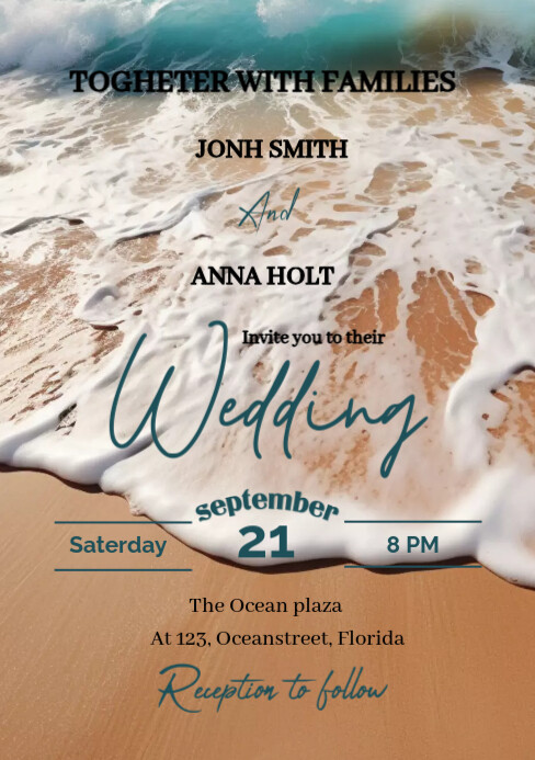 Beach wedding invitation Template | PosterMyWall