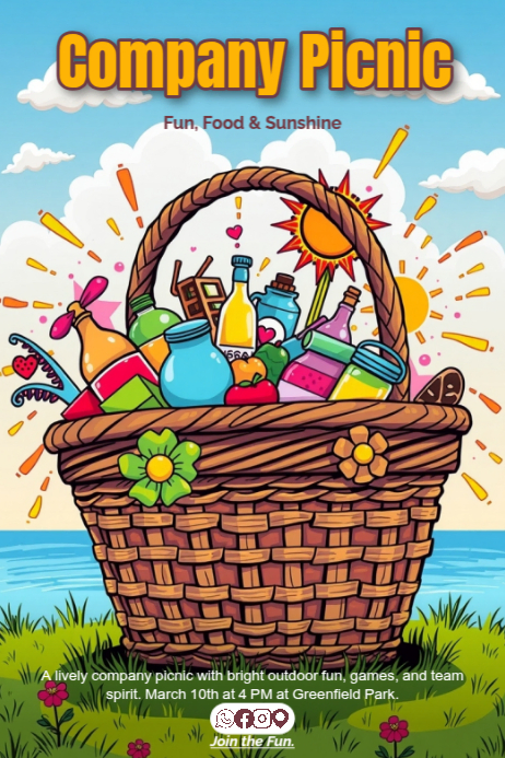 Beachfire Popwave – Company Picnic Poster Template | PosterMyWall