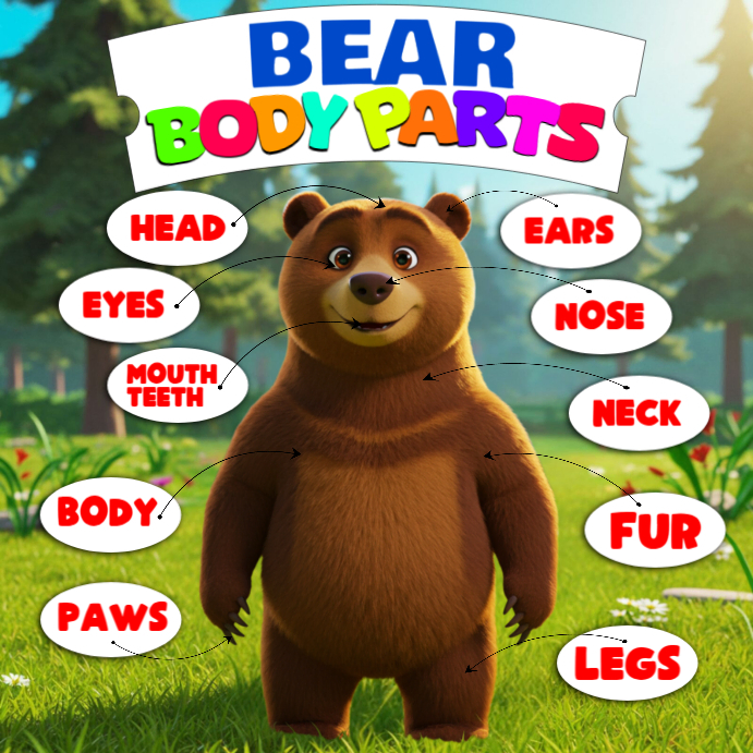 Bear Body Parts Learning Chart Template | PosterMyWall