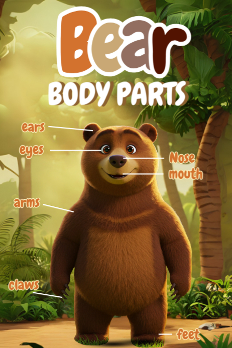 Bear Body Parts Learning Poster Template | PosterMyWall