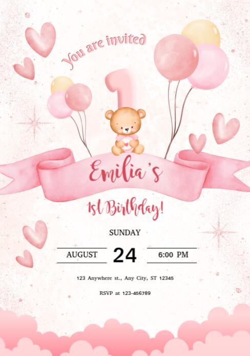 Bear Kids Birthday Party Invitation Template | PosterMyWall