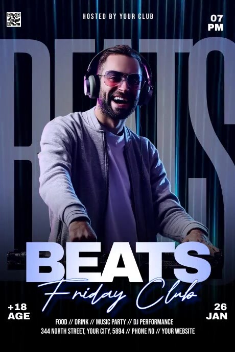 Beats Friday Club Template | PosterMyWall
