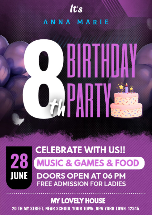 Beautiful Birthday Party Invitation Template | PosterMyWall