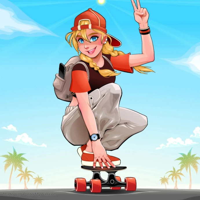 Beautiful cute lady skating design Template | PosterMyWall