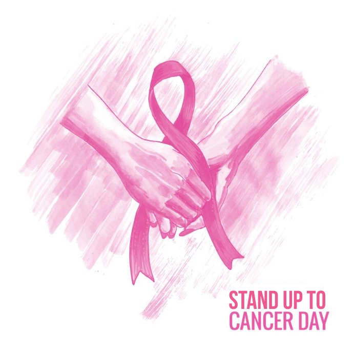Copy of Beautiful hand with ribbon cancer day | PosterMyWall