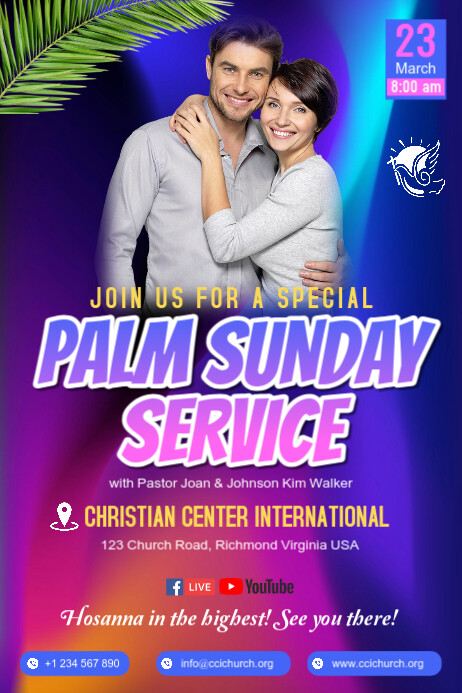 Beautiful Palm Sunday Poster Templat | PosterMyWall