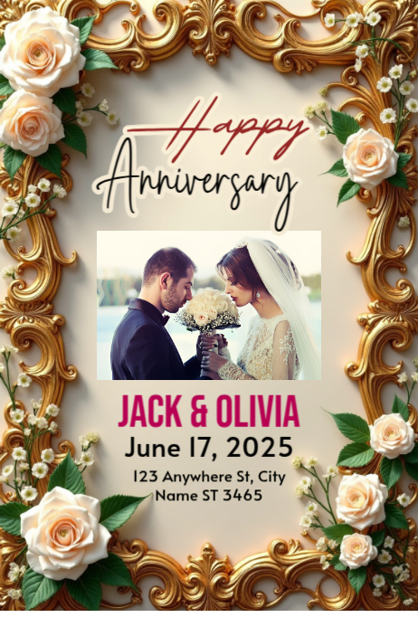 Beautiful Wedding Anniversary Greeting Card Design Template | PosterMyWall