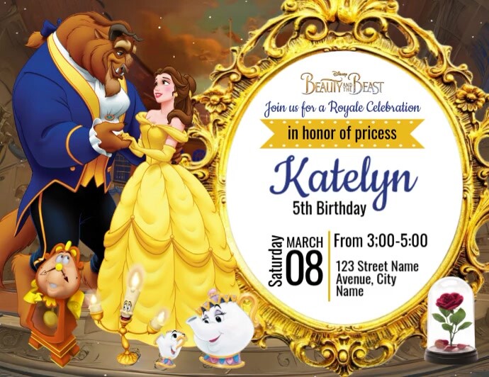 Beauty & The Beast Birthday Invitation Template | PosterMyWall