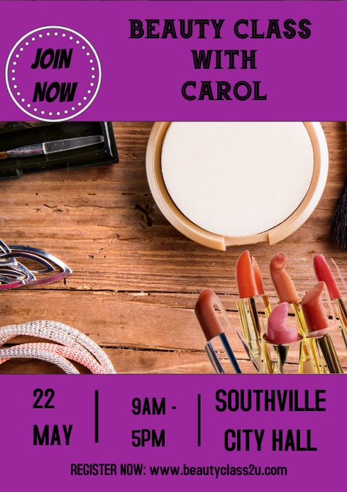 BEAUTY CLASS FLAYERS TEMPLATE | PosterMyWall