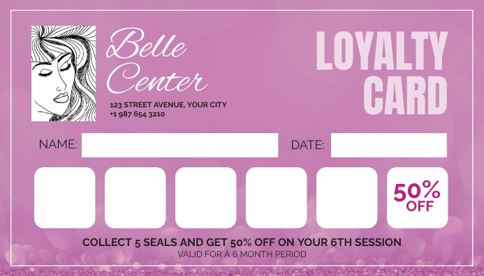 Beauty Hair Center Loyalty Card Design Template | PosterMyWall