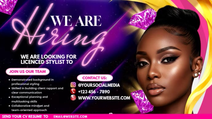 Plantilla de Beauty Industry Hiring Now | PosterMyWall