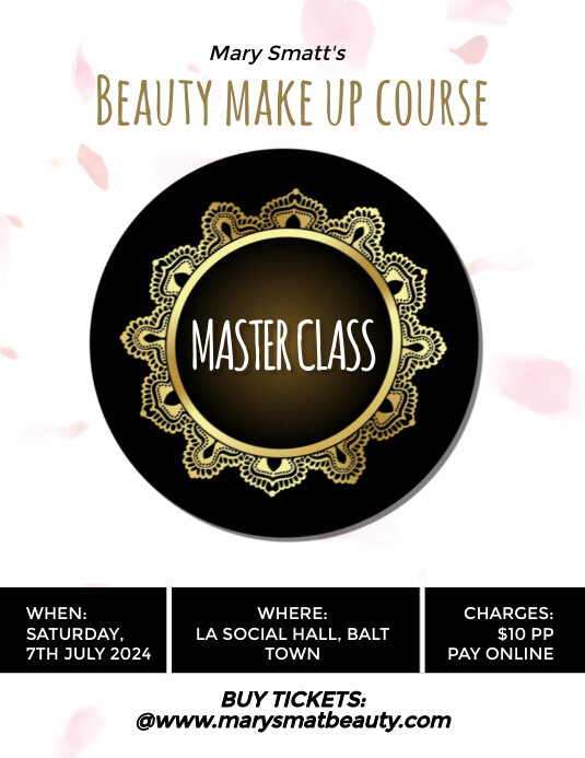 BEAUTY MAKE UP COURSE FLYER (1) Template | PosterMyWall