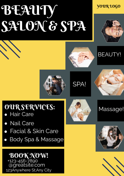 Beauty salon and spa poster tamplate flyer Template | PosterMyWall