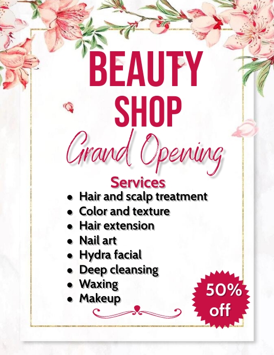Beauty shop flyer, beauty shop advertisement Template | PosterMyWall
