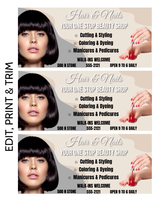 BEAUTY SHOP FLYER (DOOR & NEWSPAPER INSERTS) Template | PosterMyWall