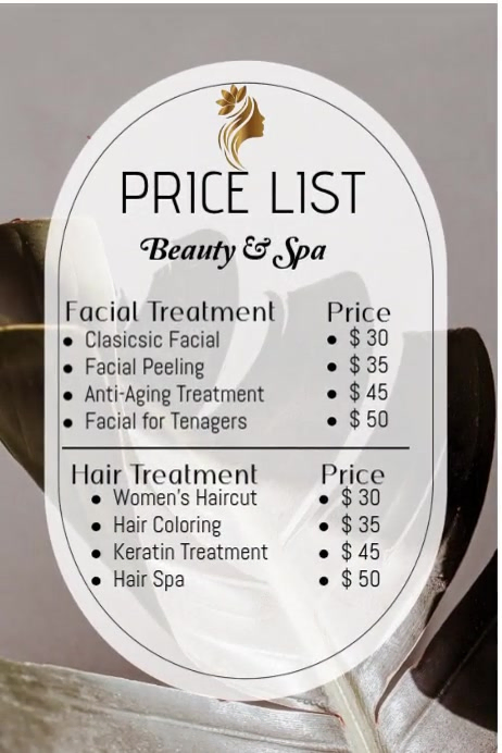 Beauty Spa Price List Poster Template | PosterMyWall