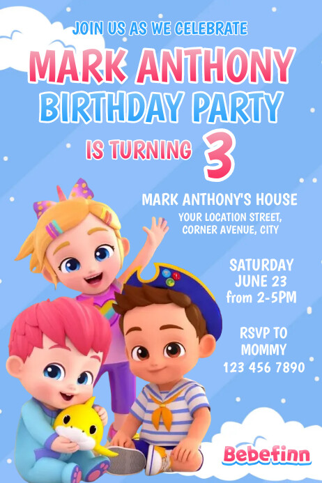 Bebefinn Birthday Invitation Template | PosterMyWall