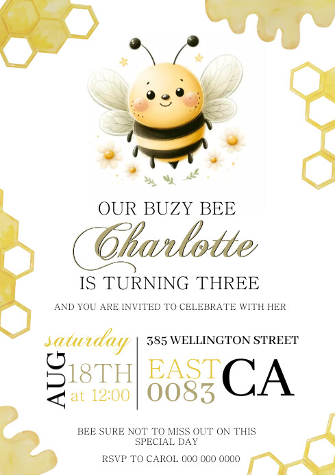 BEE Birthday Party Invitation Template | PosterMyWall