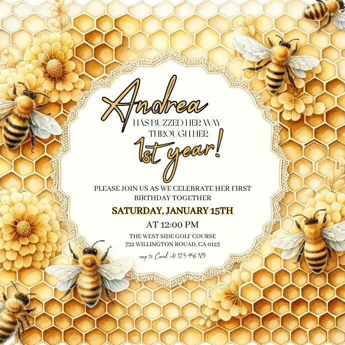 BEE BIRTHDAY PARTY INVITE TEMPLATE | PosterMyWall