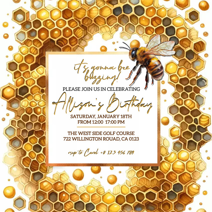 BEE BIRTHDAY PARTY INVITE TEMPLATE | PosterMyWall