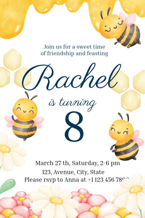 Bee Honey Invitation Party Template | PosterMyWall