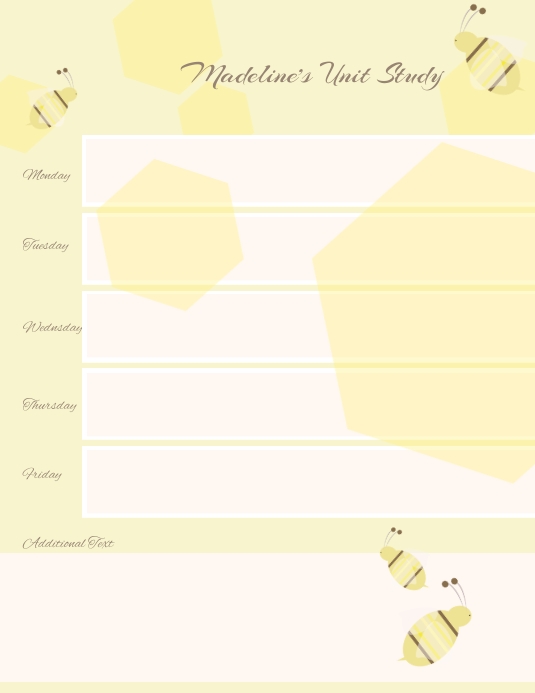 Bee Theme Unit Study Lesson Plan Template (1) | PosterMyWall
