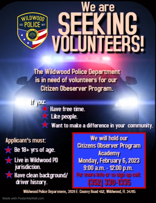 Citizen on Patrol Volunteers Flyer | PosterMyWall